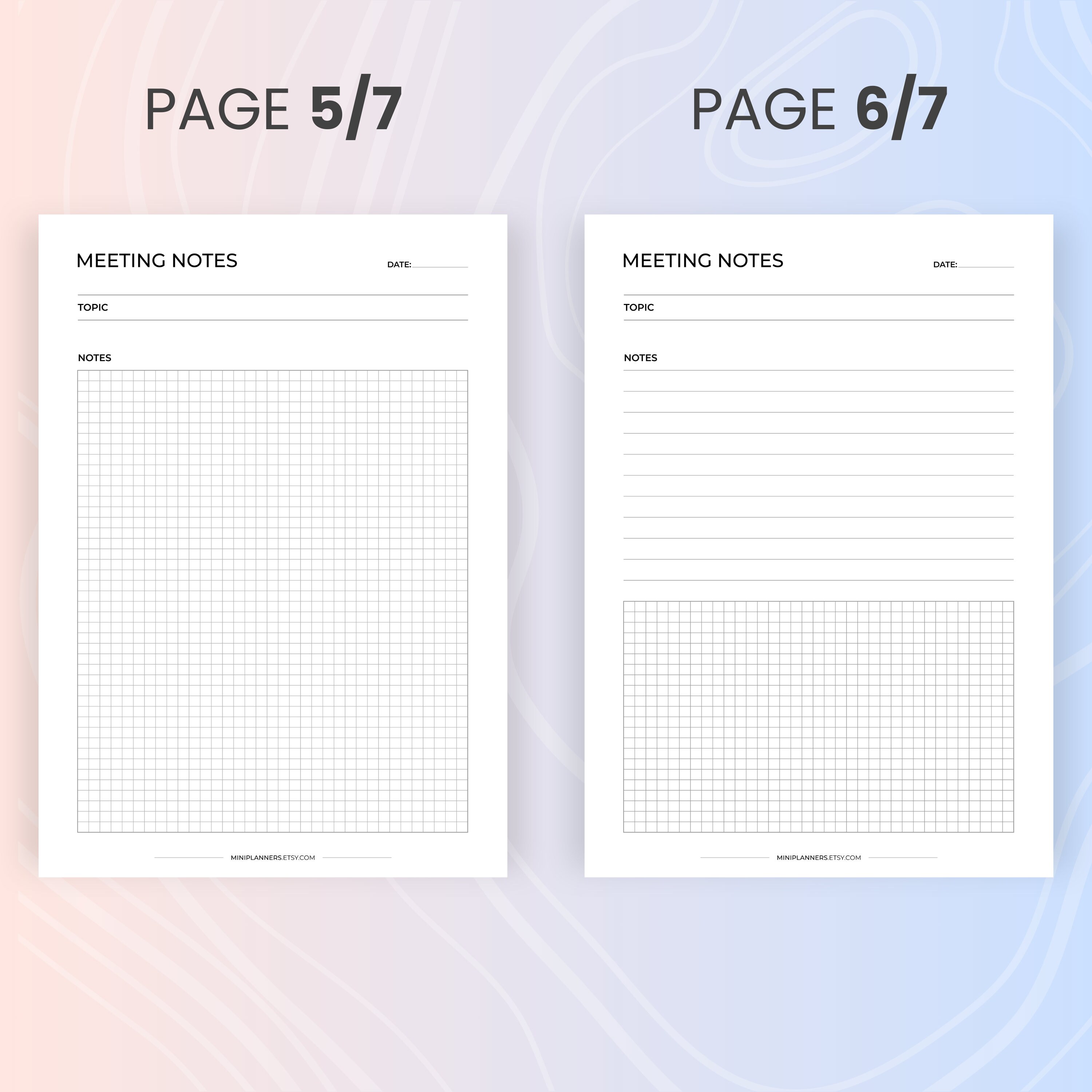 Meeting Notes Printable Template Virtual Meeting Agenda - Etsy