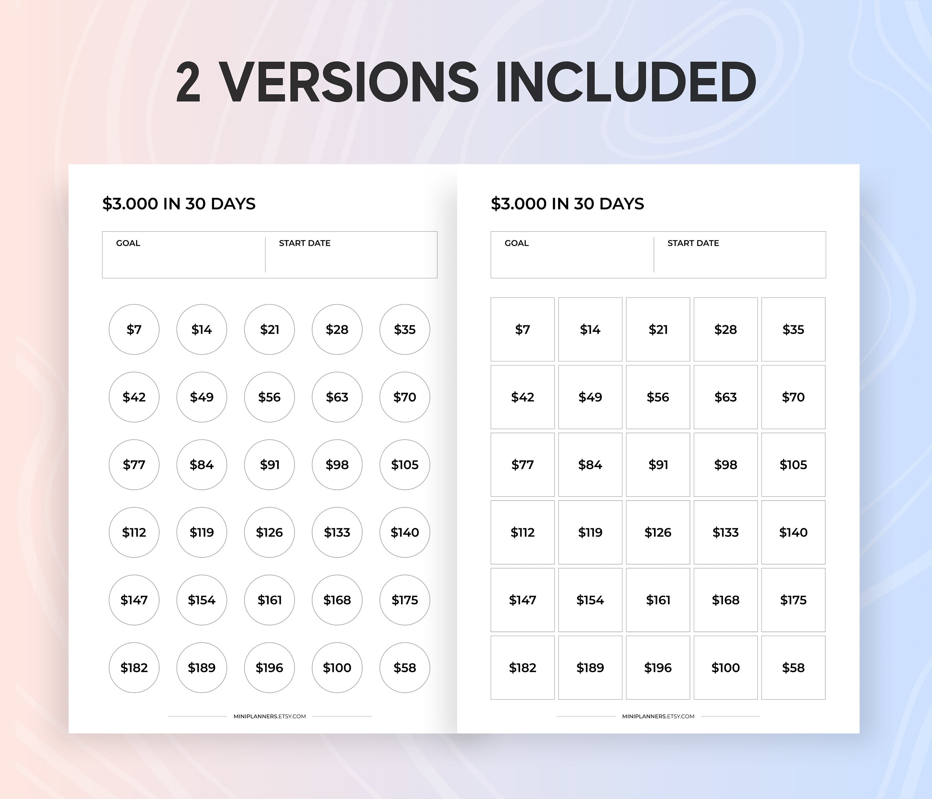 3000 Savings Challenge, 3k Dollars in 30 Days, Monthly Cash Stuffing ...