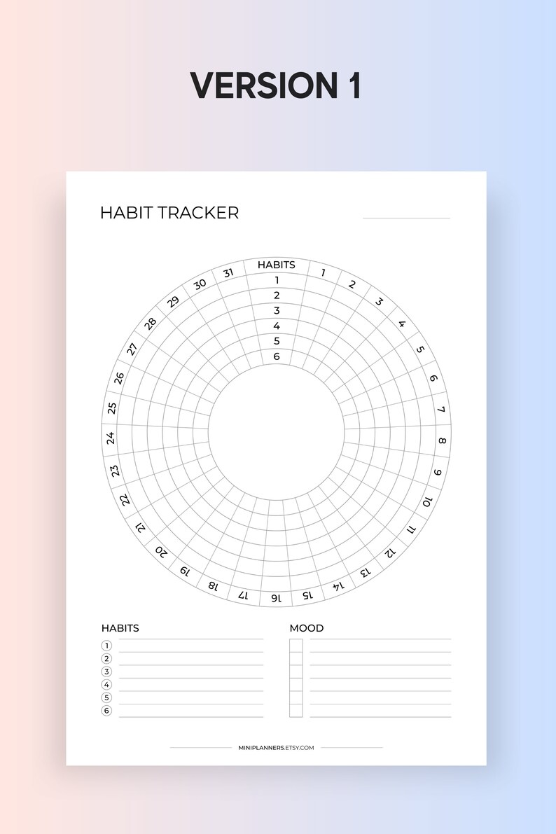 Circle Habit Tracker Printable Routine Template PDF Circular - Etsy
