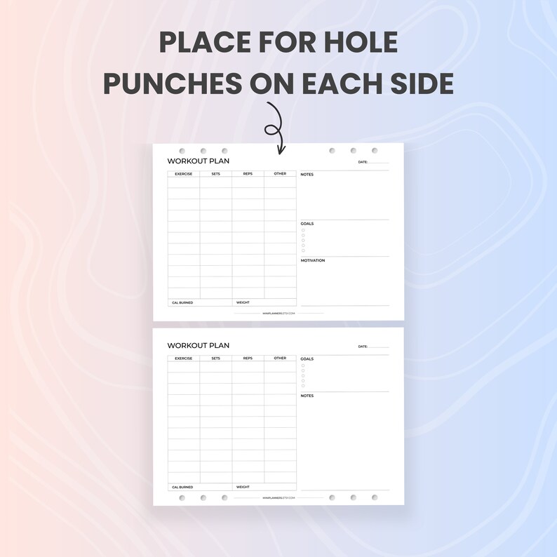 Printable Daily Workout Planner, A4 Simple Exercise Plan Template ...