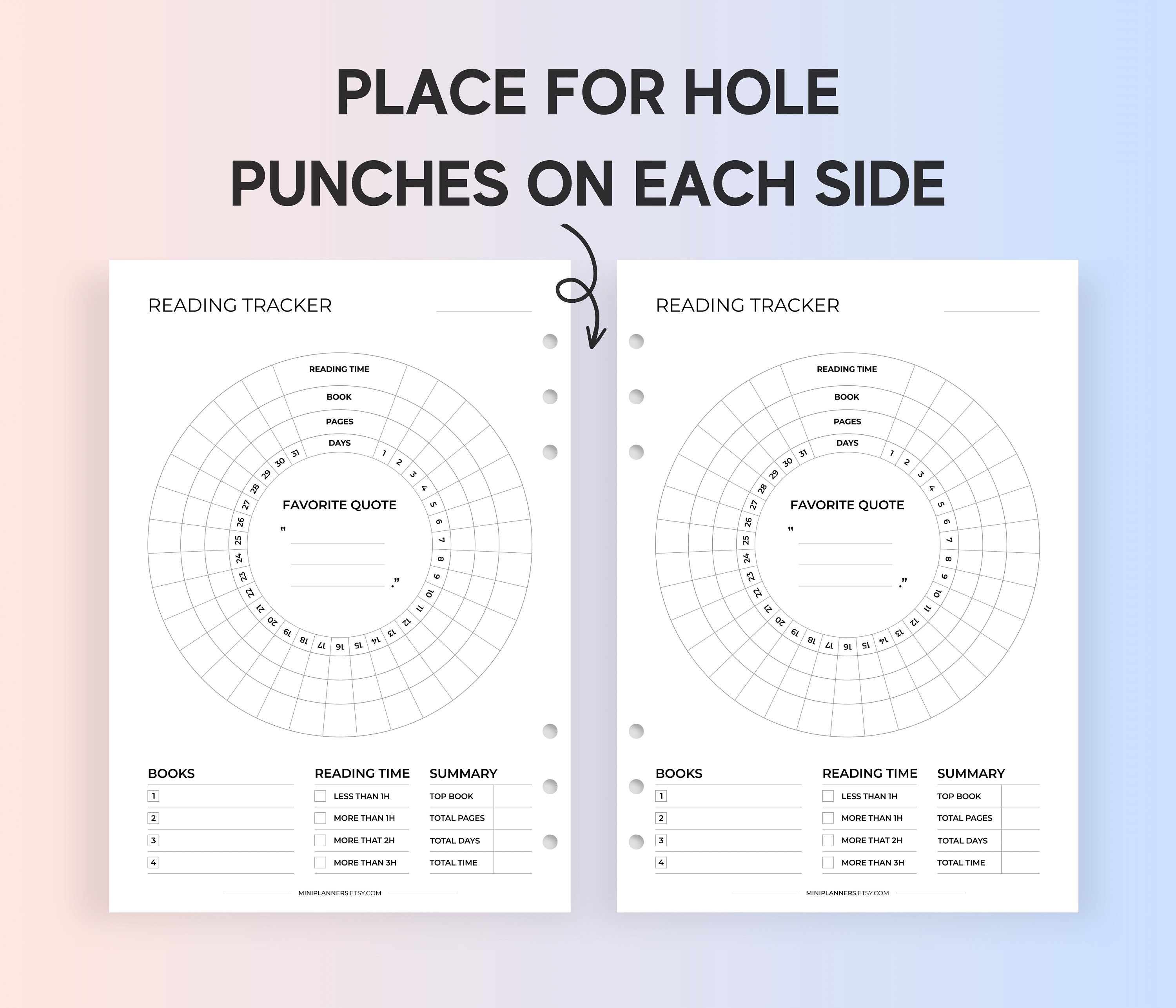 Circle Reading Tracker, Printable Circular Monthly Book Reading Log ...