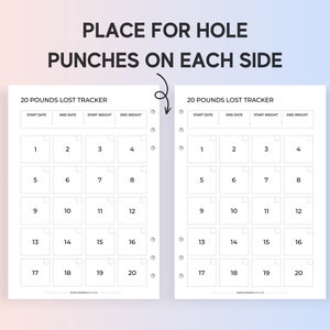 20 Pounds Lost Tracker Printable, 20 Lbs Weight Loss Challenge ...