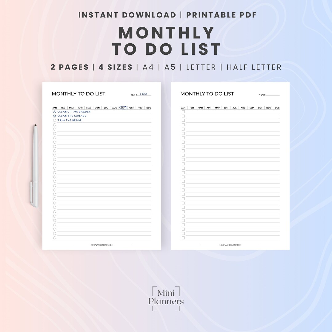 Monthly to Do List, Printable to Do List Template, Prioritize Tasks ...