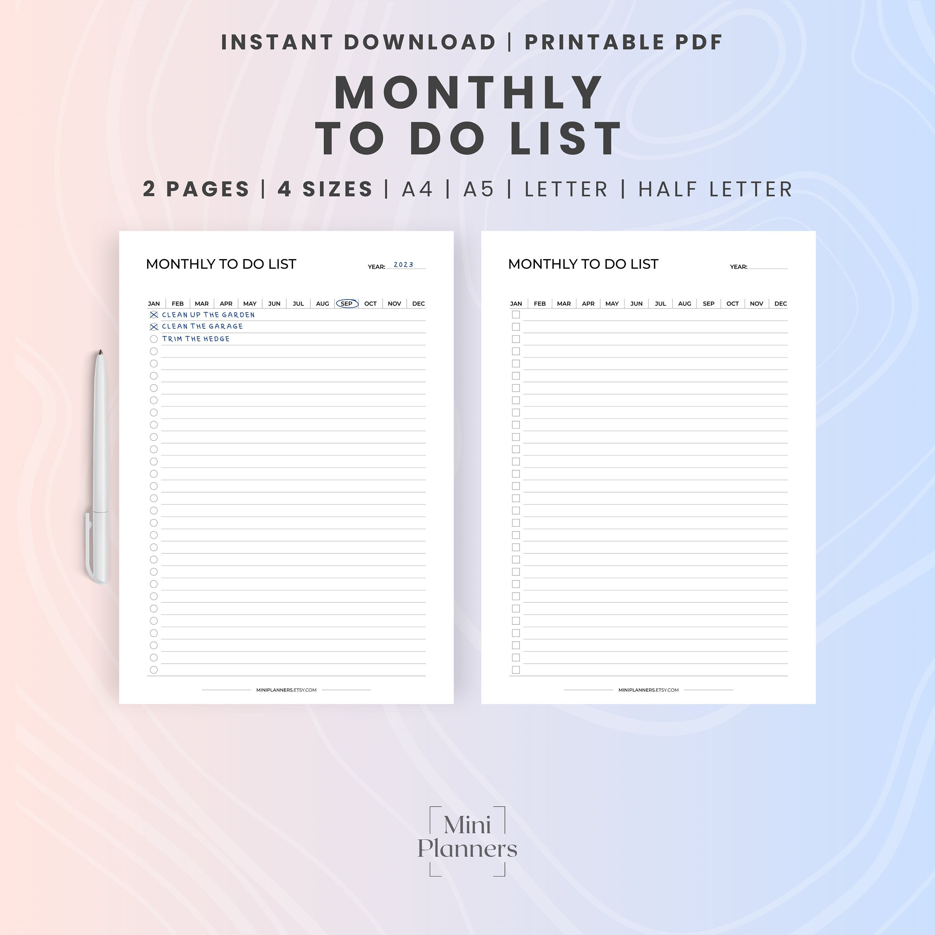 Monthly to Do List, Printable to Do List Template, Prioritize Tasks ...