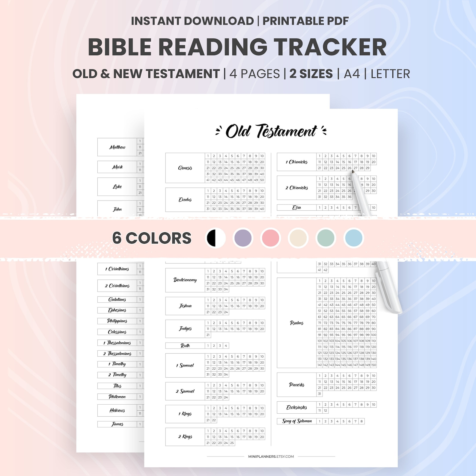Chronological Daily Bible Reading Plan, Printable Biblical Reading Log ...