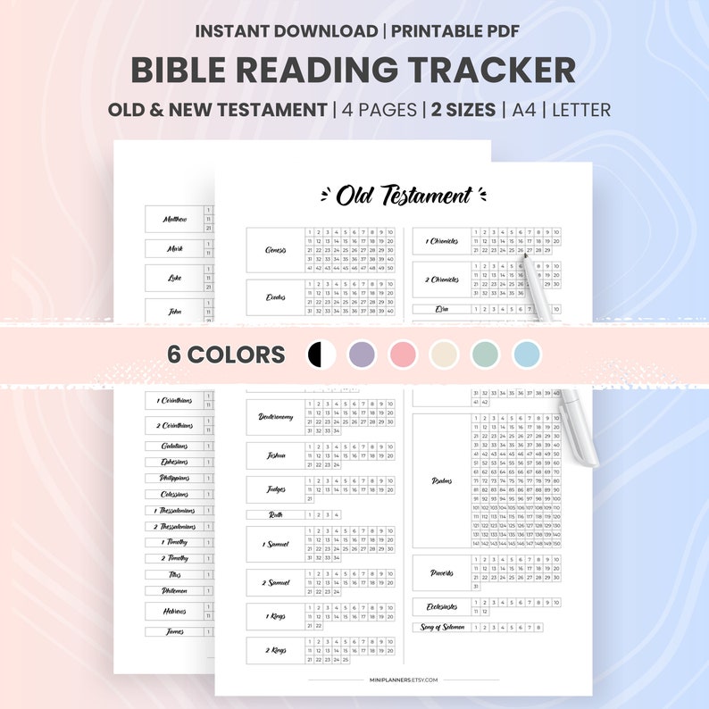 Chronological Daily Bible Reading Plan, Printable Biblical Reading Log ...