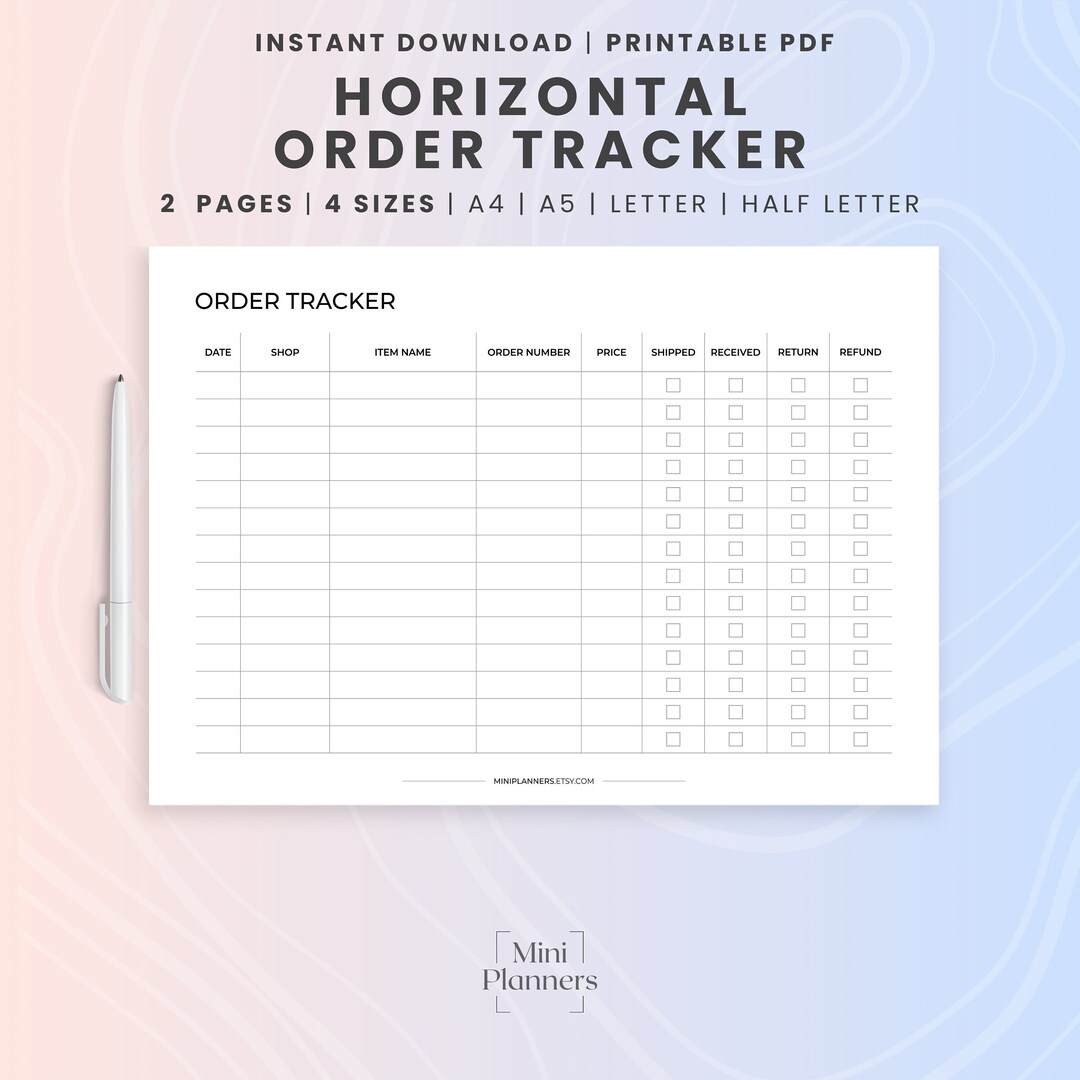 Printable Order Tracker Template: Online Shopping, Shipping (PDF) - Etsy