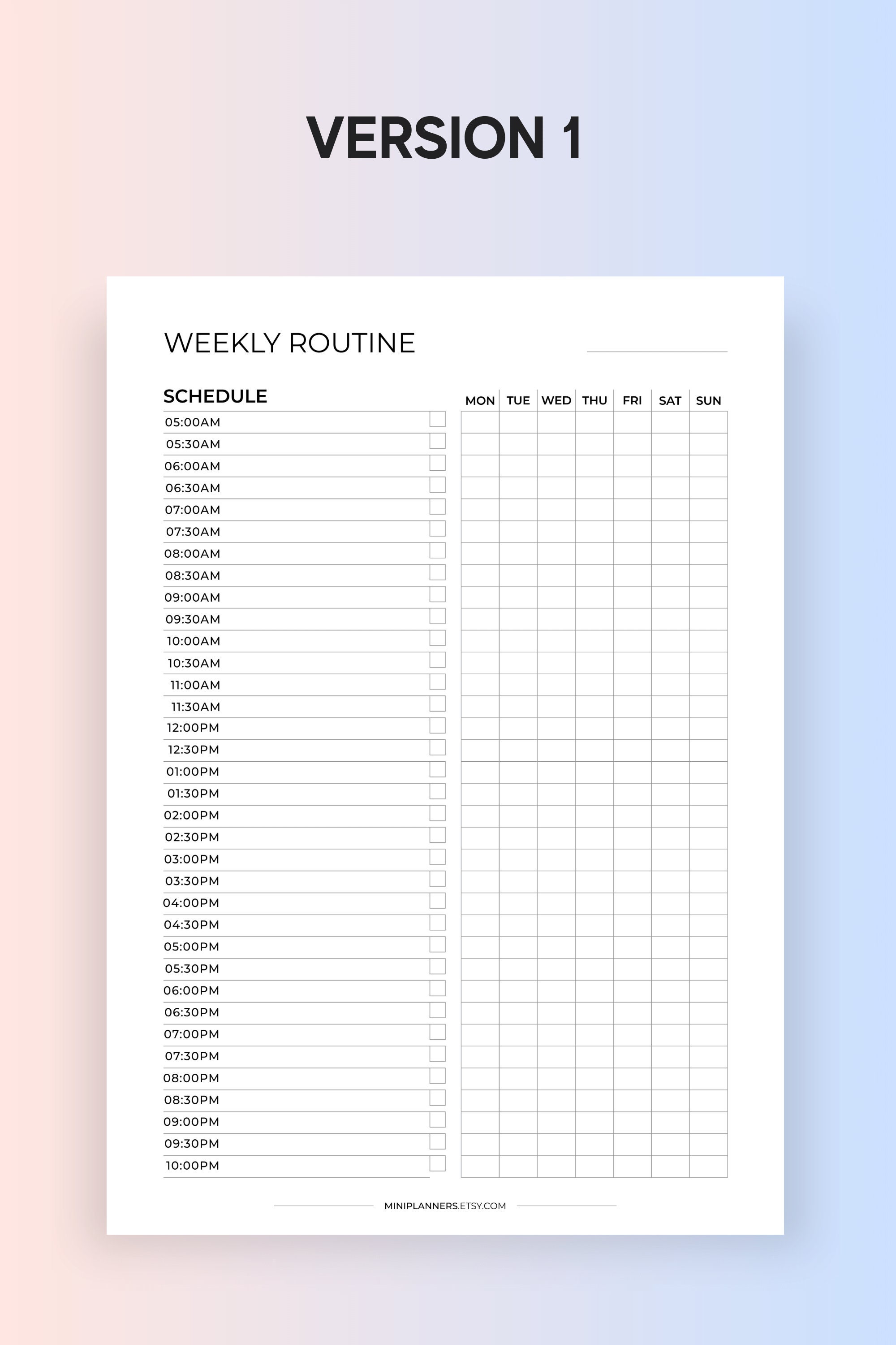Printable Weekly Routine Tracker Daily Task 7 Day Habit - Etsy