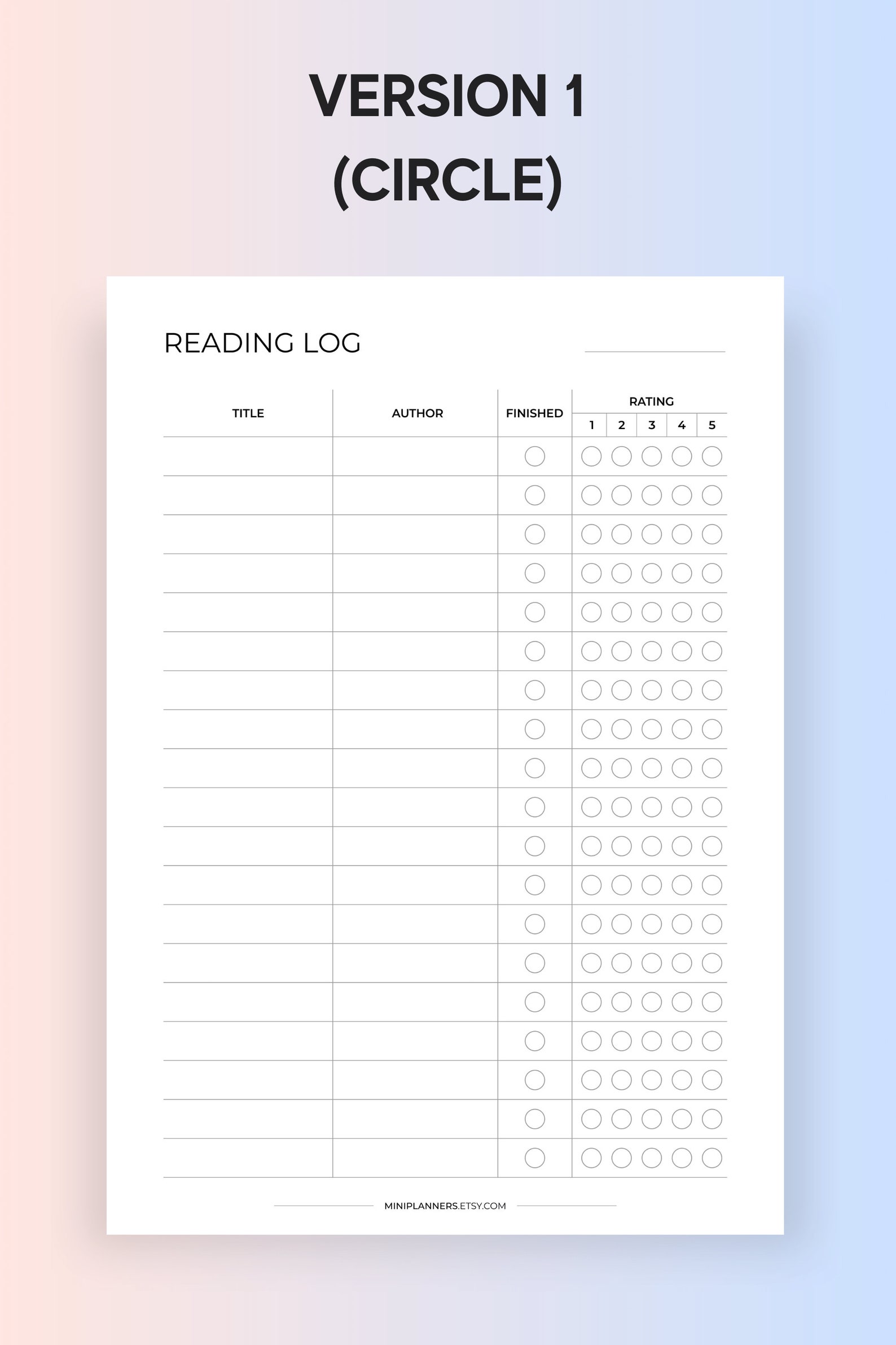 Reading Log, Printable Books to Read Tracker, Book Rating, Bookworm ...