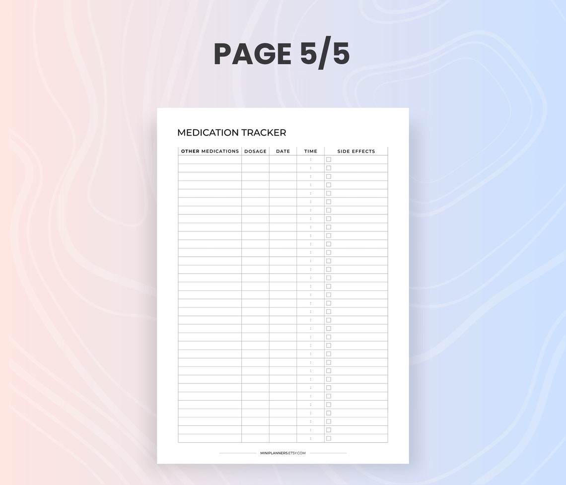 Weekly Medication Log, Printable AM PM Daily Medication Schedule, Pill ...