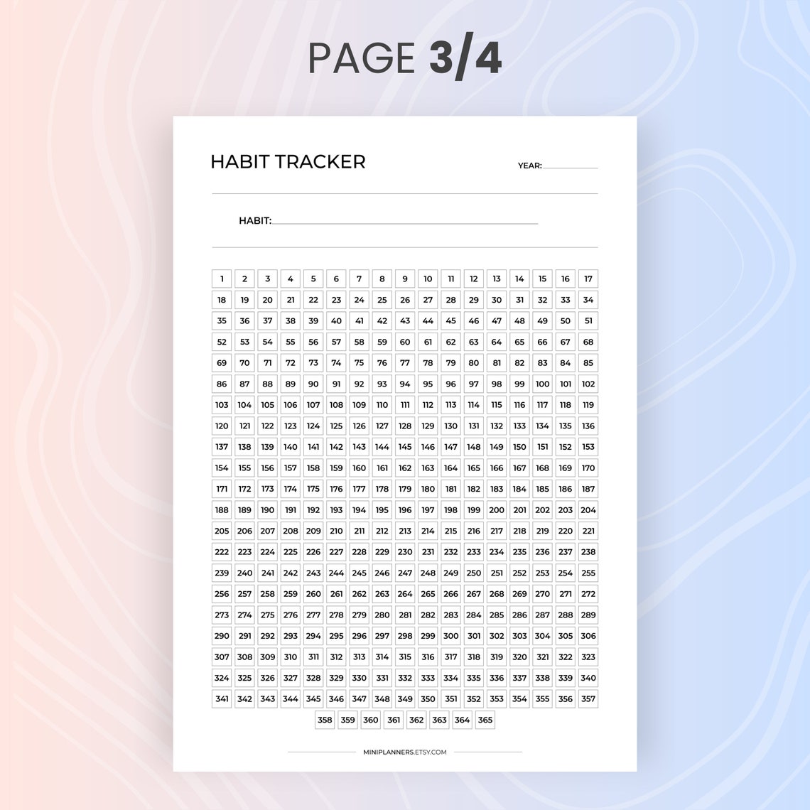 Yearly Habit Tracker Printable Aesthetic Habit Tracker - Etsy