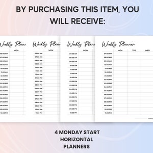 Printable Hourly Weekly Planner, Horizontal Printable Hourly 6AM - 11PM ...