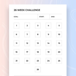 26 Week Challenge Printable: Half Year Goal Tracker (a4/a5/letter) (PDF ...