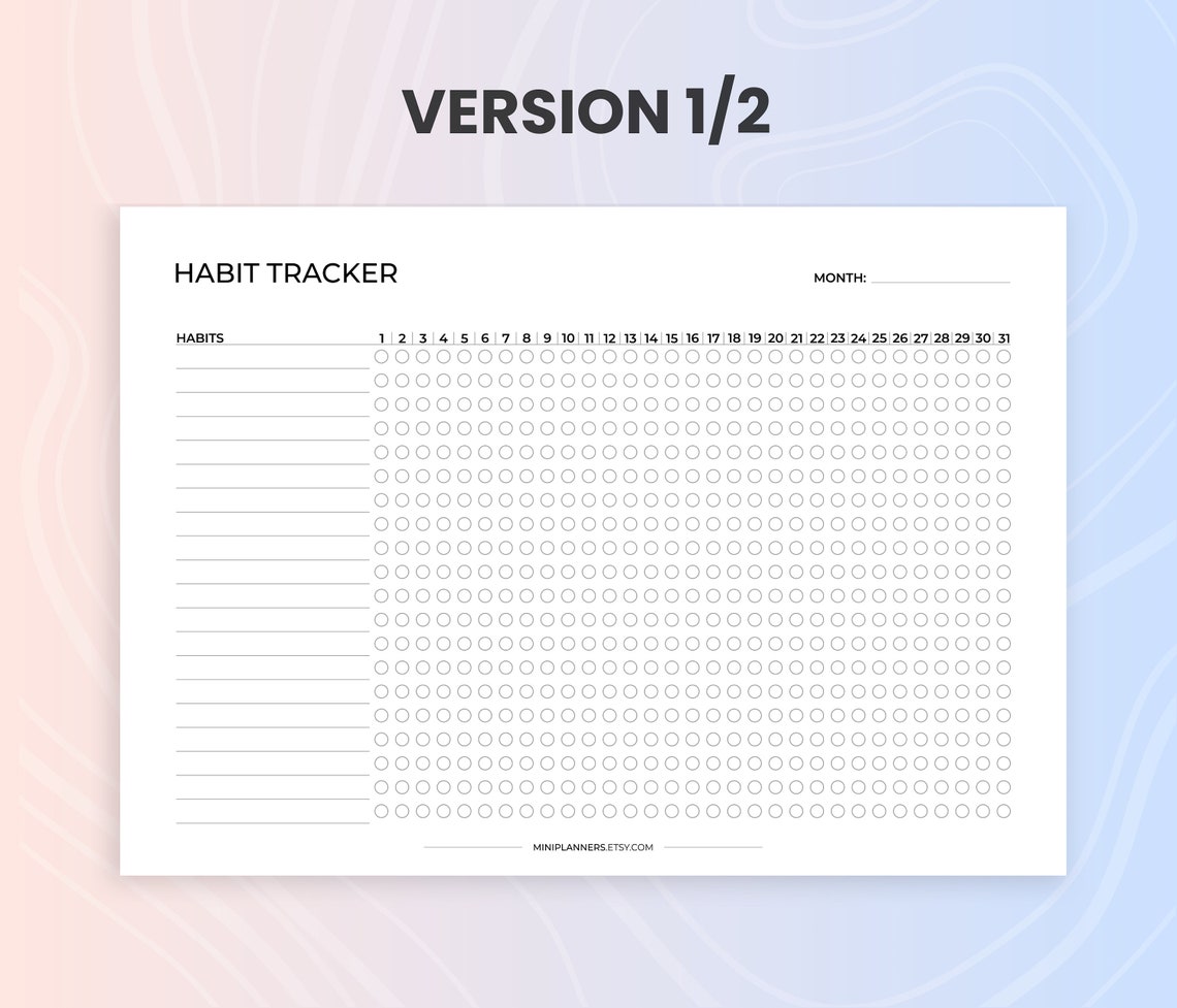 Printable Monthly Habit Tracker: Goal Setting Template (A4, A5, Letter ...