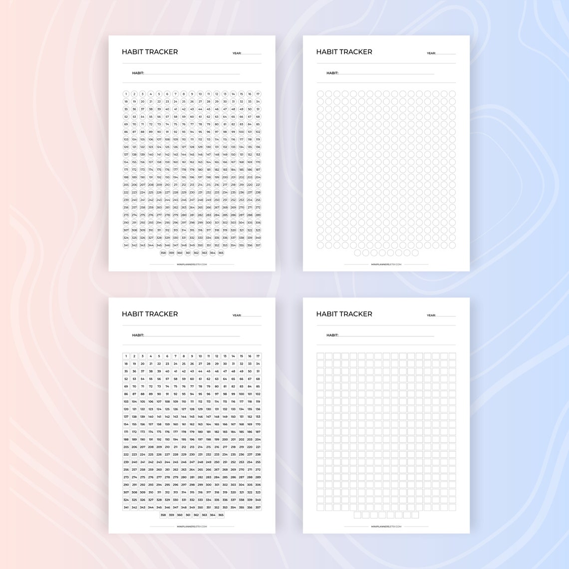 Yearly Habit Tracker Printable Aesthetic Habit Tracker - Etsy