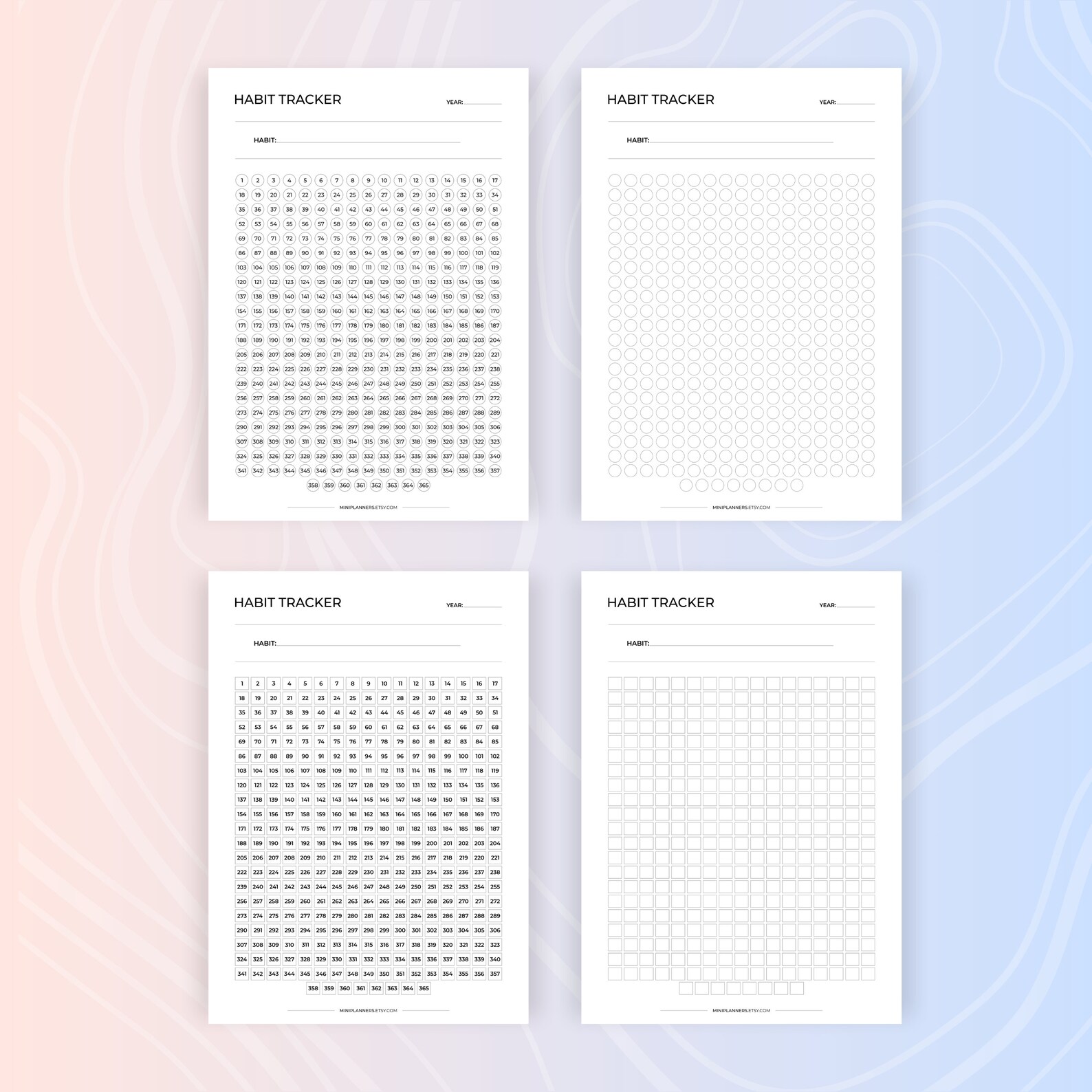 Yearly Habit Tracker, Printable Aesthetic Habit Tracker Template, 365 ...