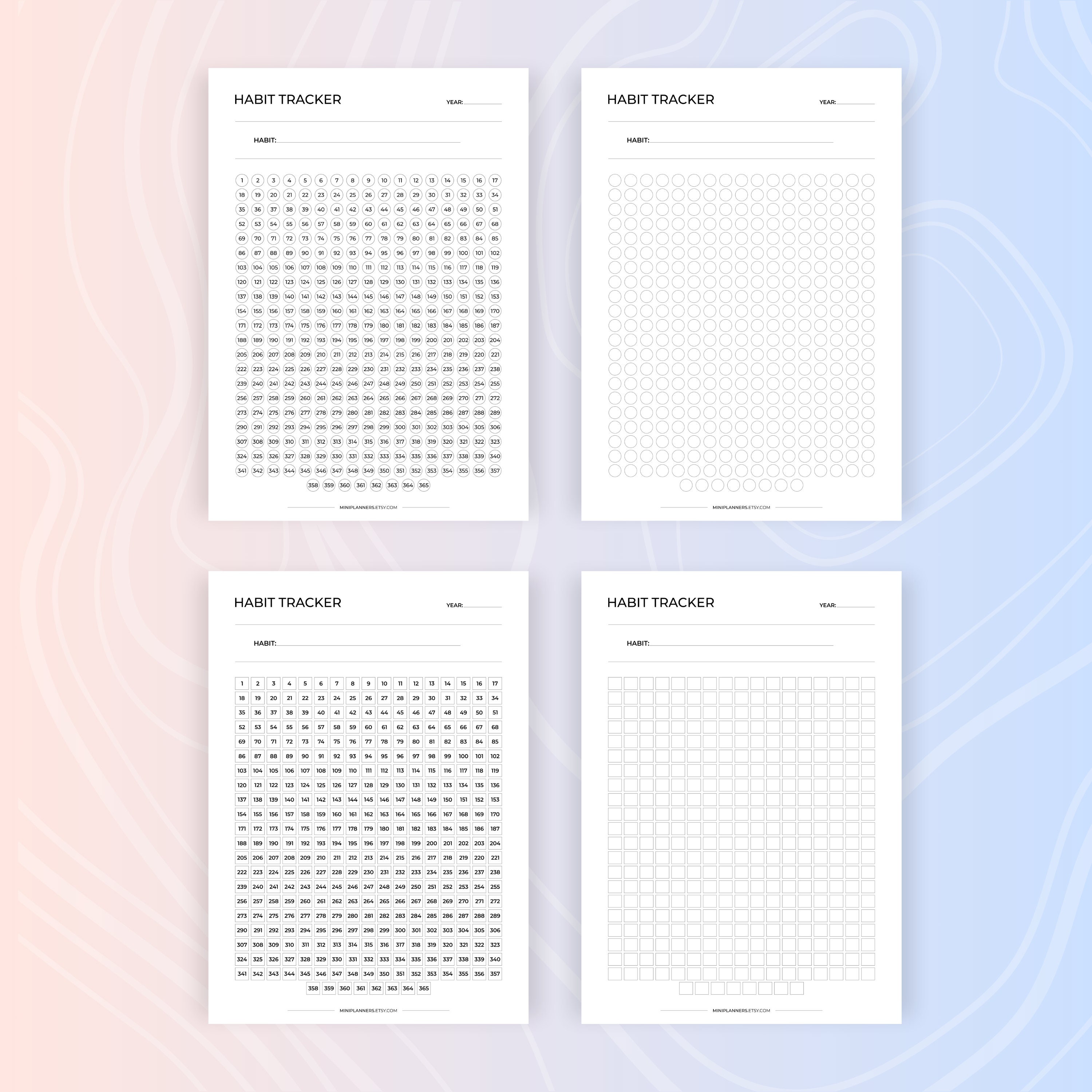 Yearly Habit Tracker Printable Aesthetic Habit Tracker Etsy 0549