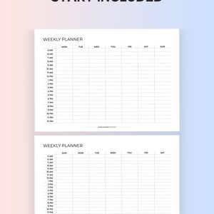 Horizontal Weekly Planner Printable, Weekly Planner by Hour, Hourly ...
