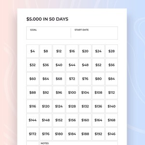 5000 in 50 Days, 5k Savings Challenge, 5000 Savings Challenge, 5.000 ...