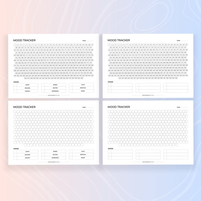 Yearly Simple Mood Tracker Printable Template, Honeycomb Mood Chart ...