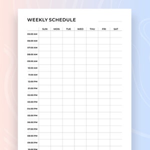 5 Am 11 Pm Hourly Weekly Schedule Template, Weekly Planner With Hours ...