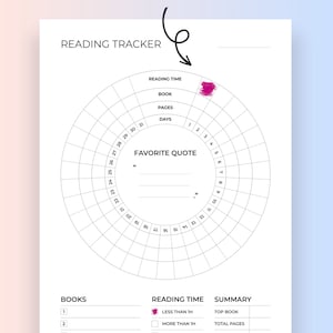 Circle Reading Tracker, Printable Circular Monthly Book Reading Log ...