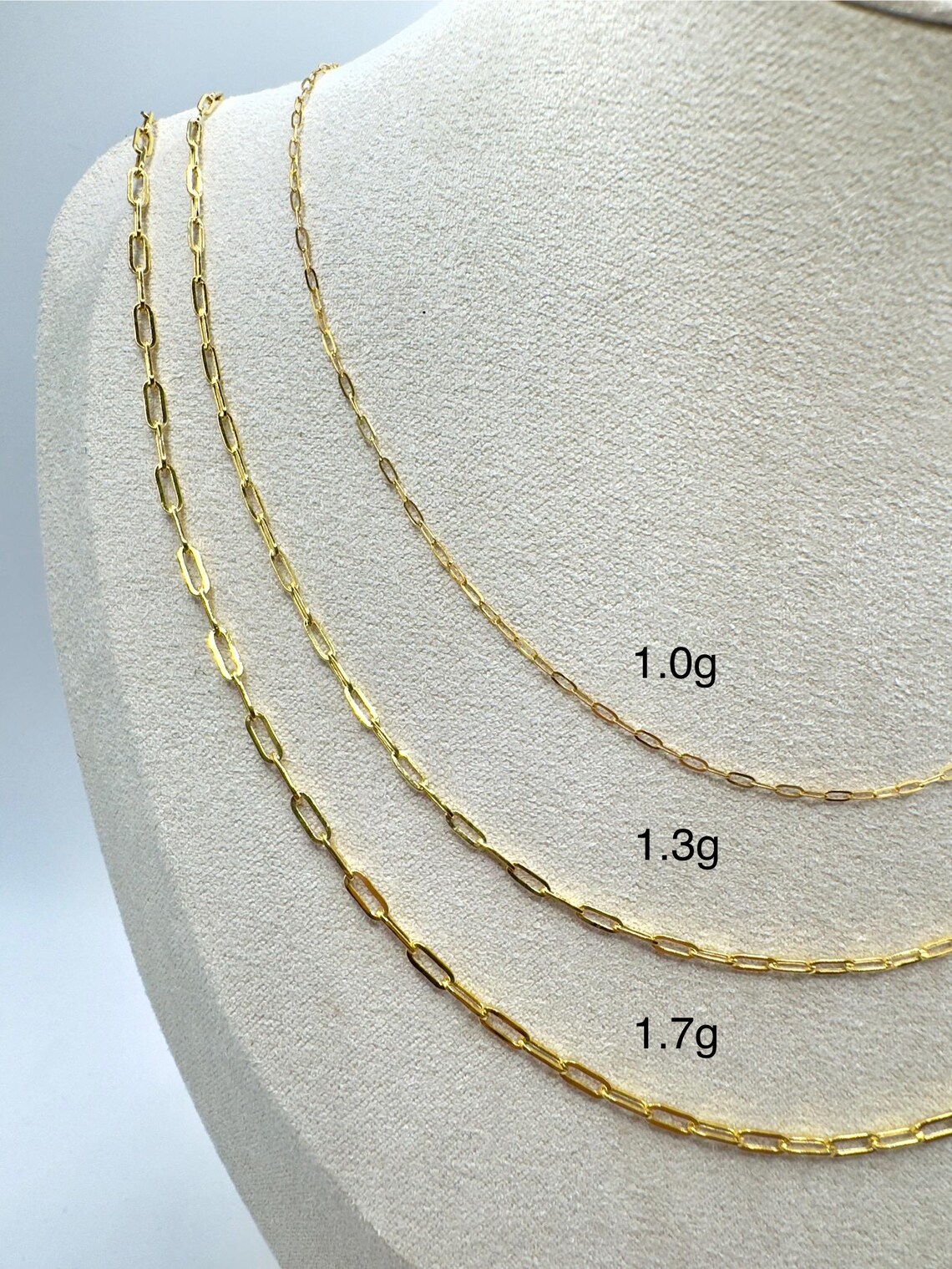18k Solid Gold Paperclip Necklace 18in - Minimalist Dainty Layering ...