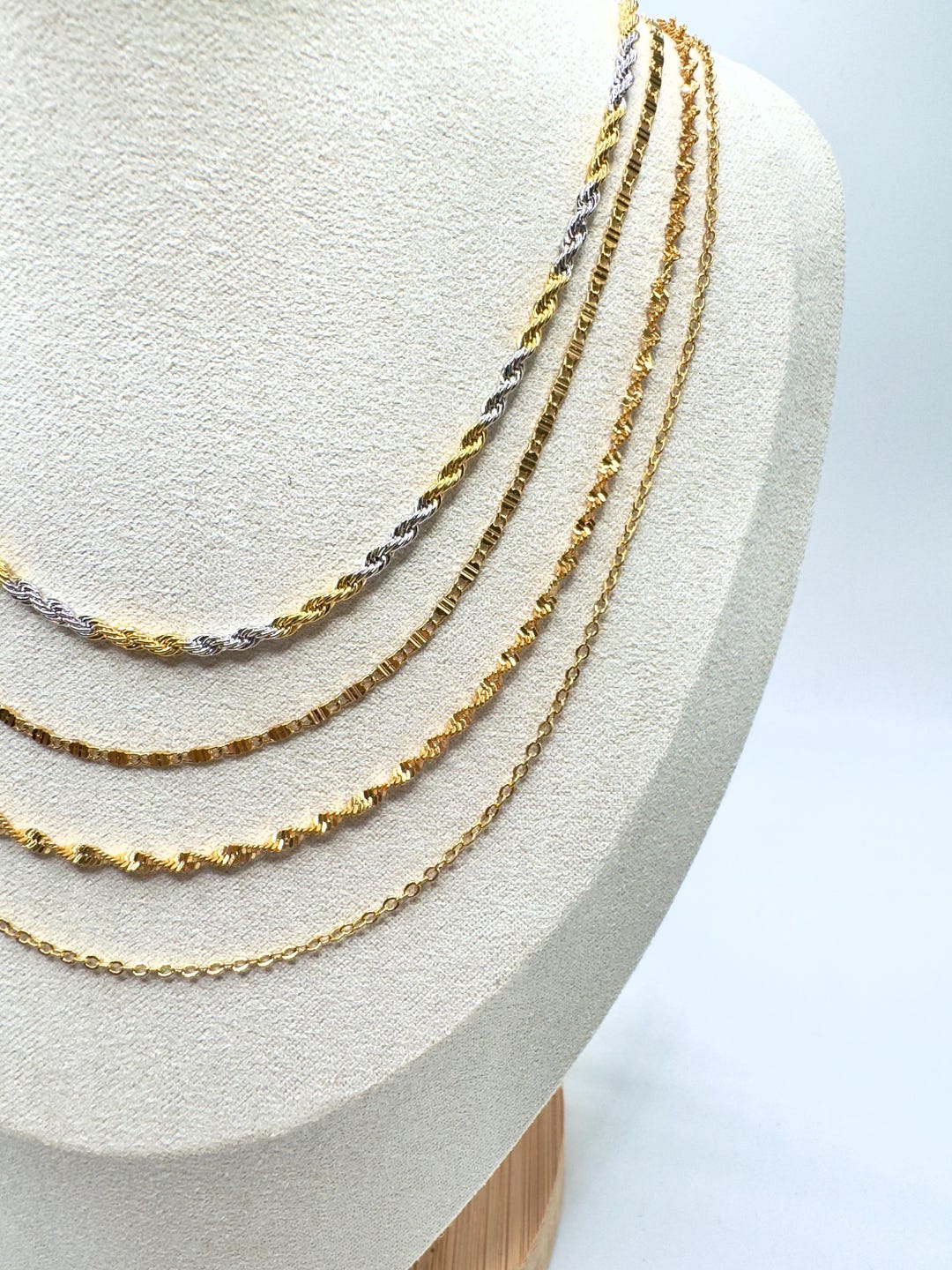 18K Gold-filled Chain Necklace, Dainty Cable Chain, Rope Chain, Silver ...