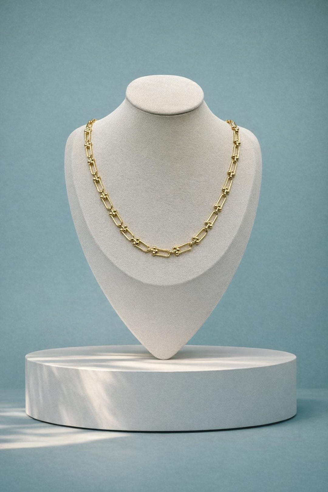 18k Solid Gold Overlapping Chain Necklace - 18 Inch Au750 - Etsy