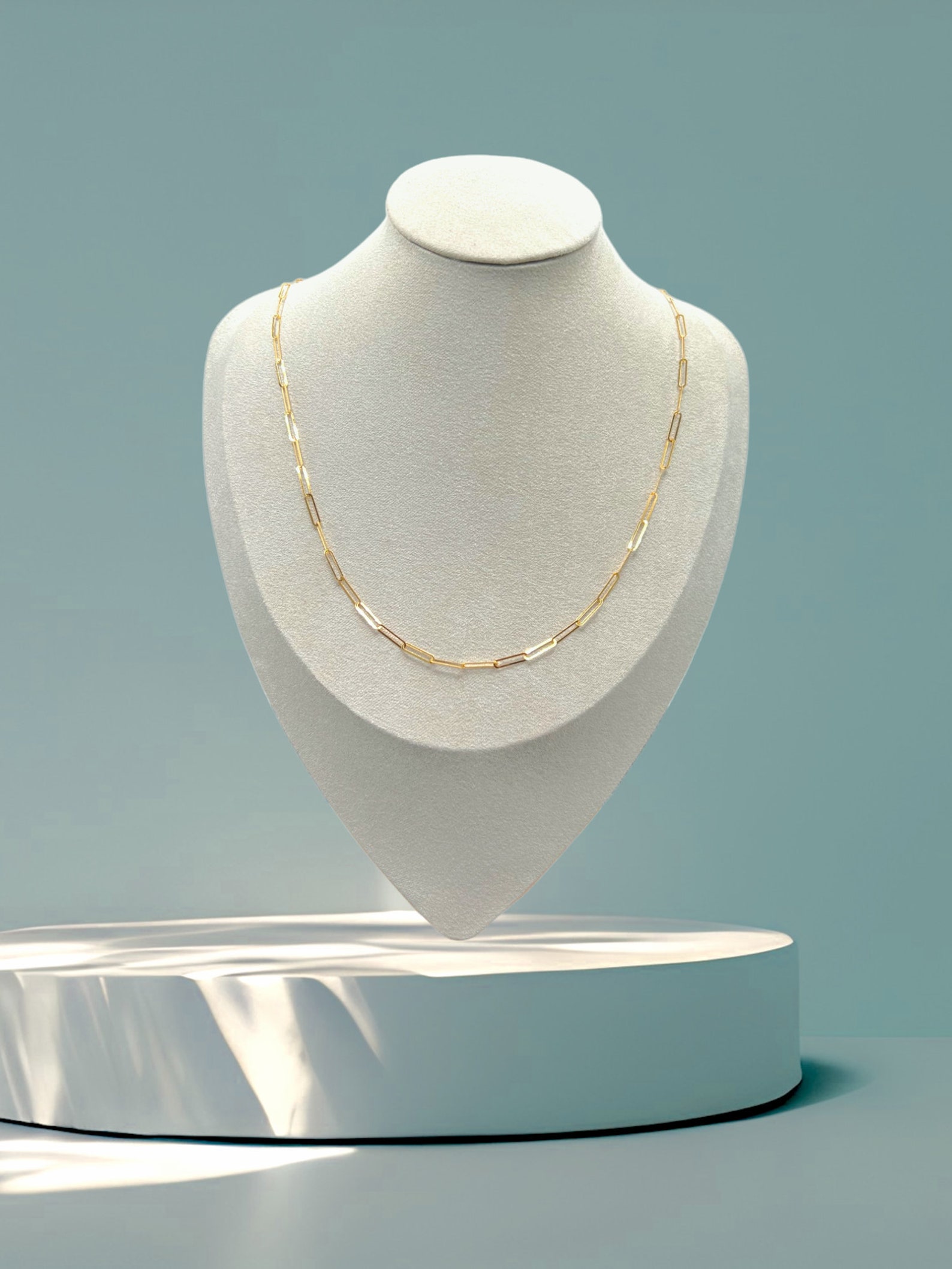 18k Solid Gold Paperclip Necklace 18in - Minimalist Dainty Layering ...