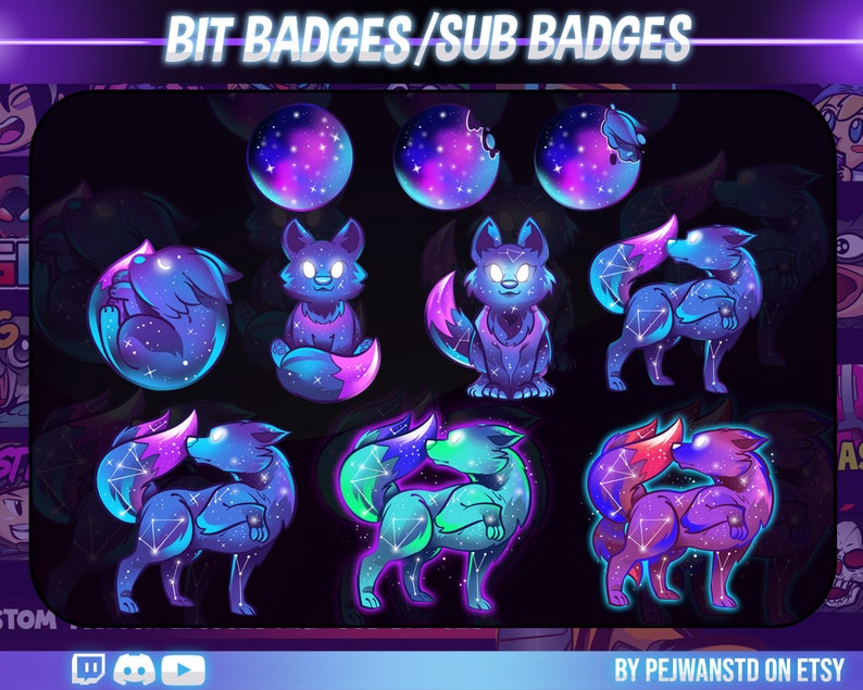 10 Pack Bit Badges or Sub Badges | Wolf | Wolf Sub Badges | Wolf Badges ...