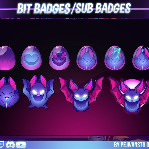 Purple Bat Twitch Sub Badges - Etsy