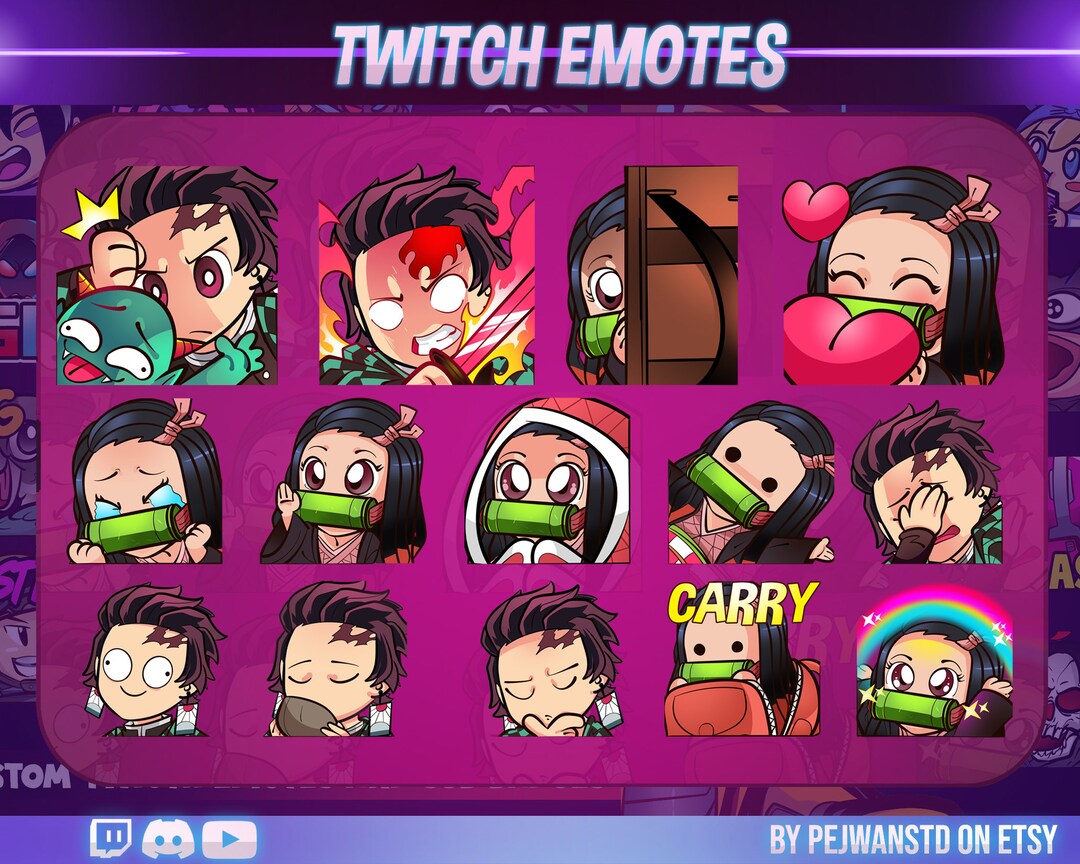 14 Pack Anime Emotes | Manga Twitch Emotes | Demon Emotes | Youtube ...