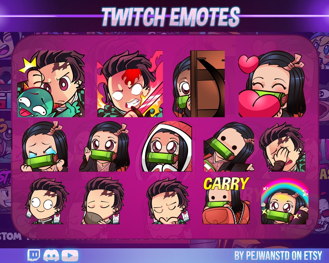 14 Pack Anime Emotes | Manga Twitch Emotes | Demon Emotes | Youtube ...