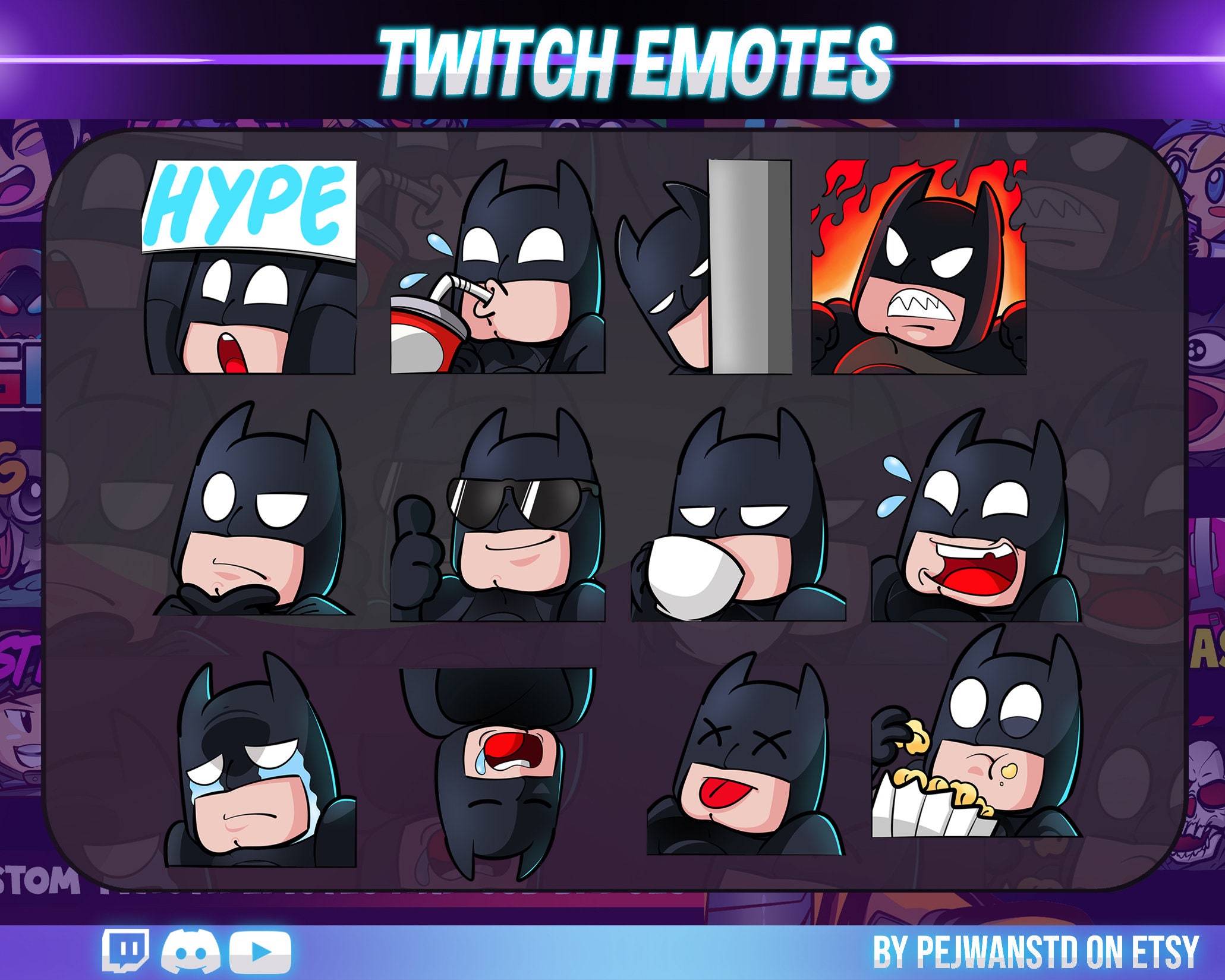 Twitch Emotes Batman Batman Twitch Joker Emotes Discord - Etsy UK