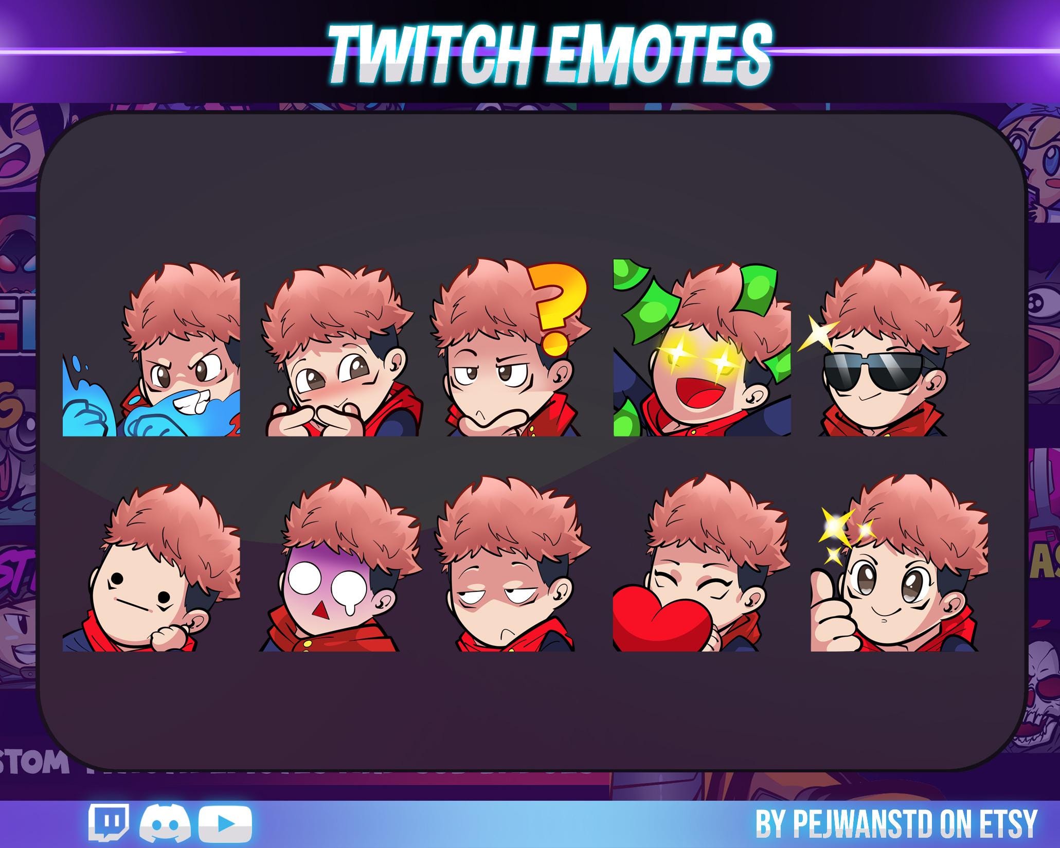 10 Pack Anime Emotes | Manga Twitch Emotes | Anime Twitch Emotes ...
