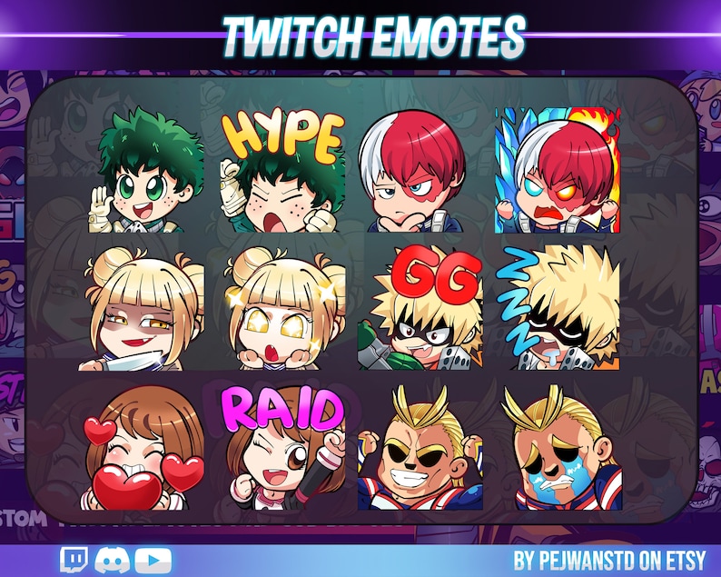 12 Pack Anime Emotes | Anime | Anime Character | Twitch Emote | Kawaii ...