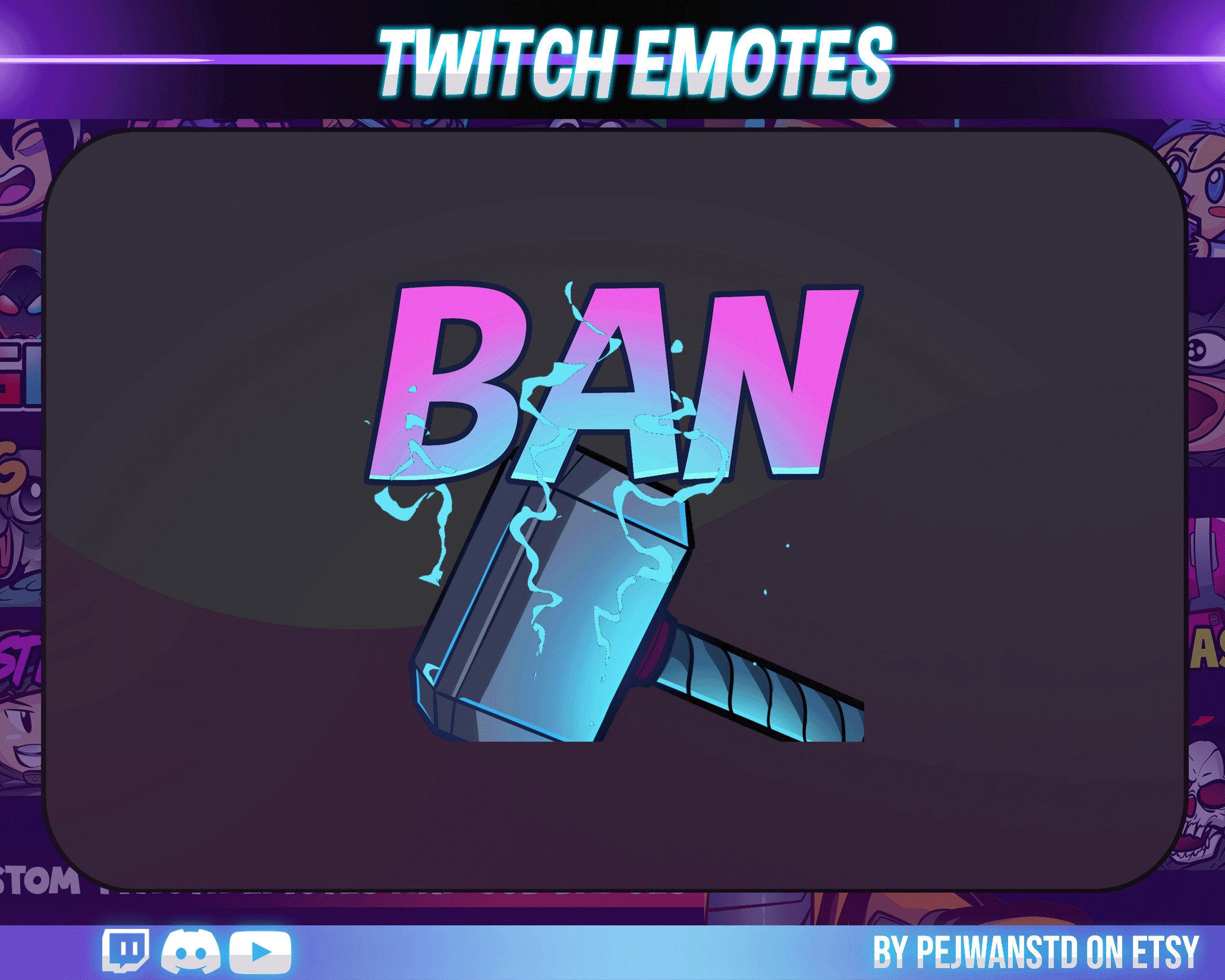 Animated Emote | Twitch Emote Ban | Animated Ban Hammer | Ban Emote ...