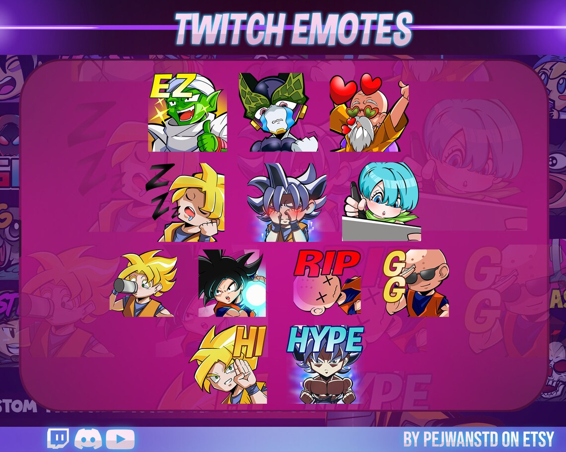 12 Pack Anime Emotes | Manga Twitch Emotes | Static Twitch Emotes ...