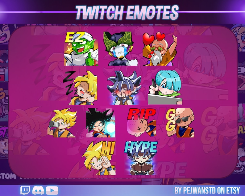 12 Pack Anime Emotes | Manga Twitch Emotes | Static Twitch Emotes ...