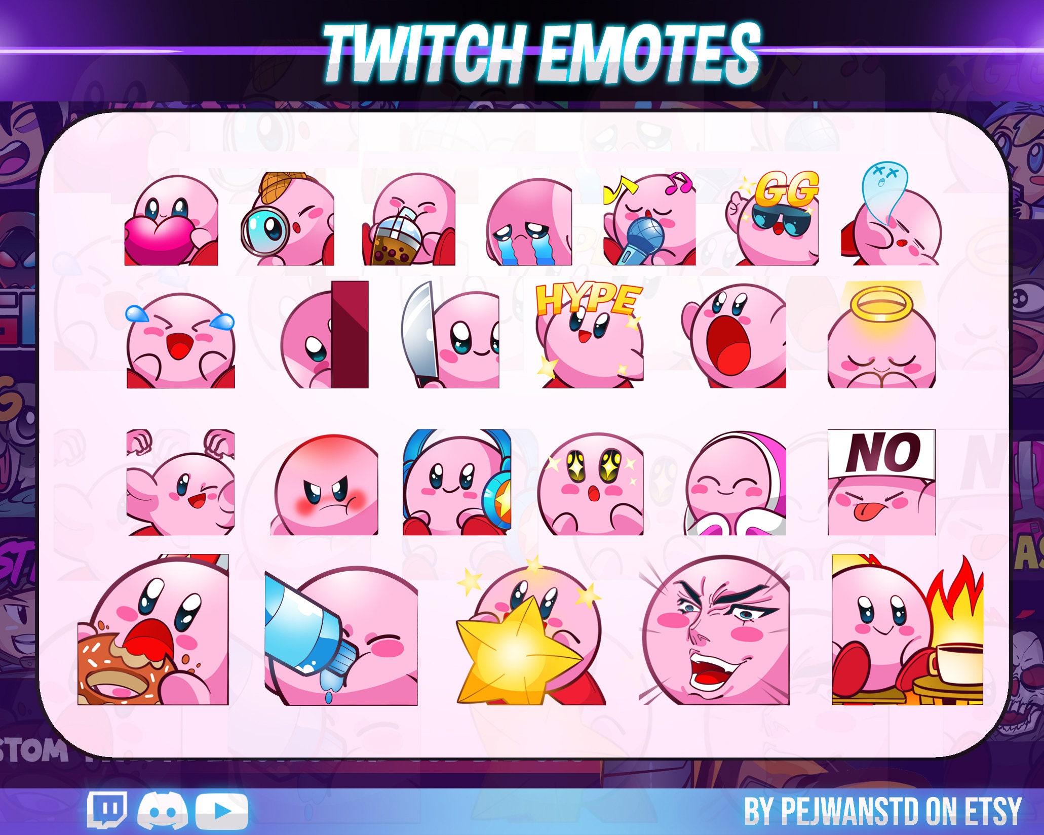 25 Pack Anime Emotes | Manga Twitch Emotes | Anime | Twitch Emotes ...