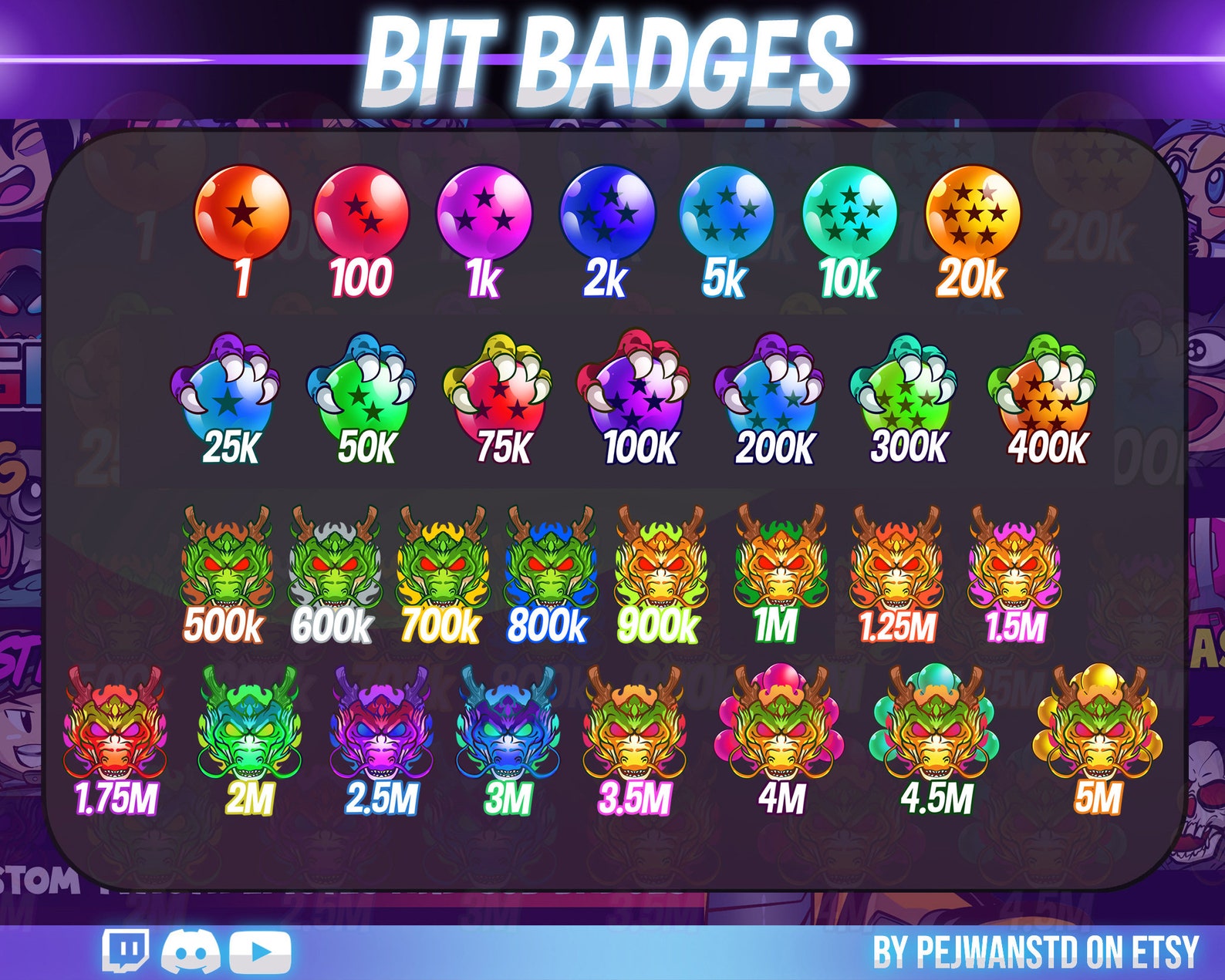 30 Pack Dragon Bit Badges | Number Bit Badge | Ball Sub Badges | Dragon ...