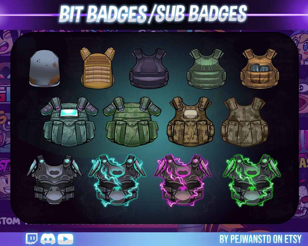Technical Military Sub Badges | Twitch Sub Badges | Armor Badges ...