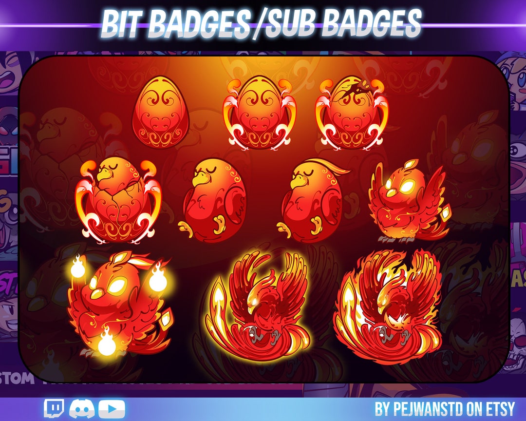 Phoenix Sub Badges | Egg Twitch Sub Badge | Fire Twitch Badge | Glory ...