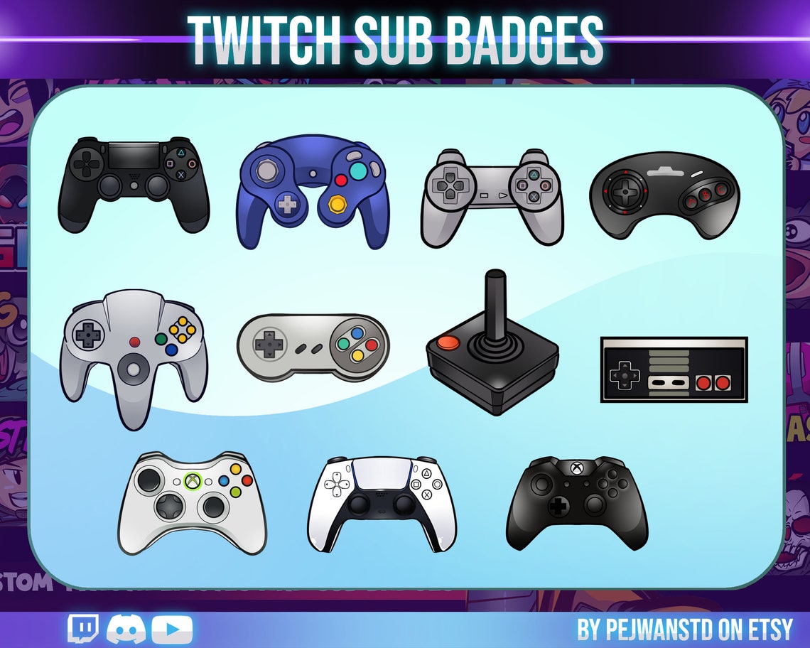 Twitch Sub Badges or Bit Badges Controller | Vintage Controller Sub ...