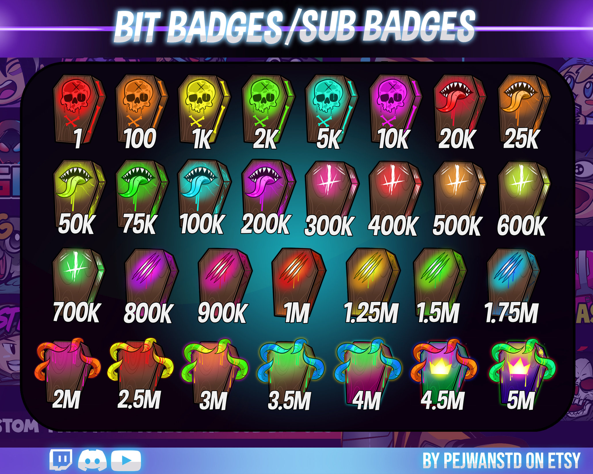 Twitch Bit Badges | Coffin Bit Badges | Coffin Badges | Streaming and ...