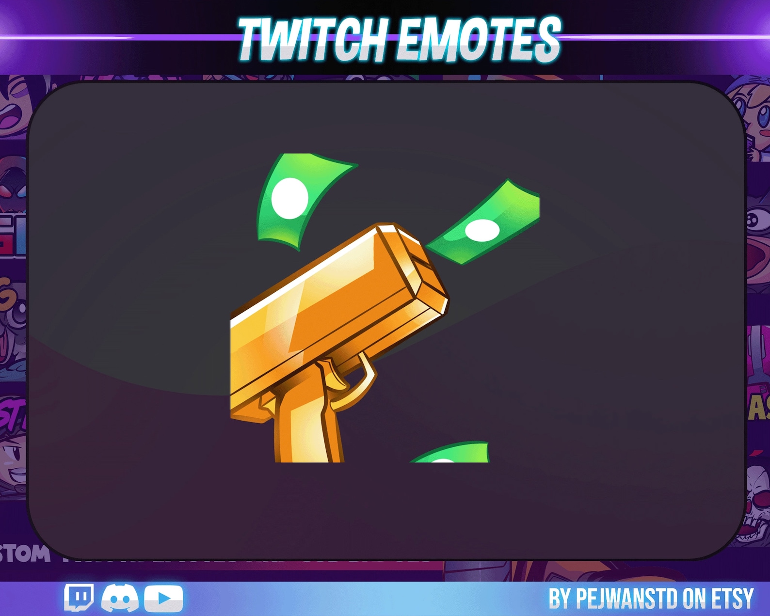 Animated Money Twitch Emote | Dono Emote | Donation Emote | Money Rain ...