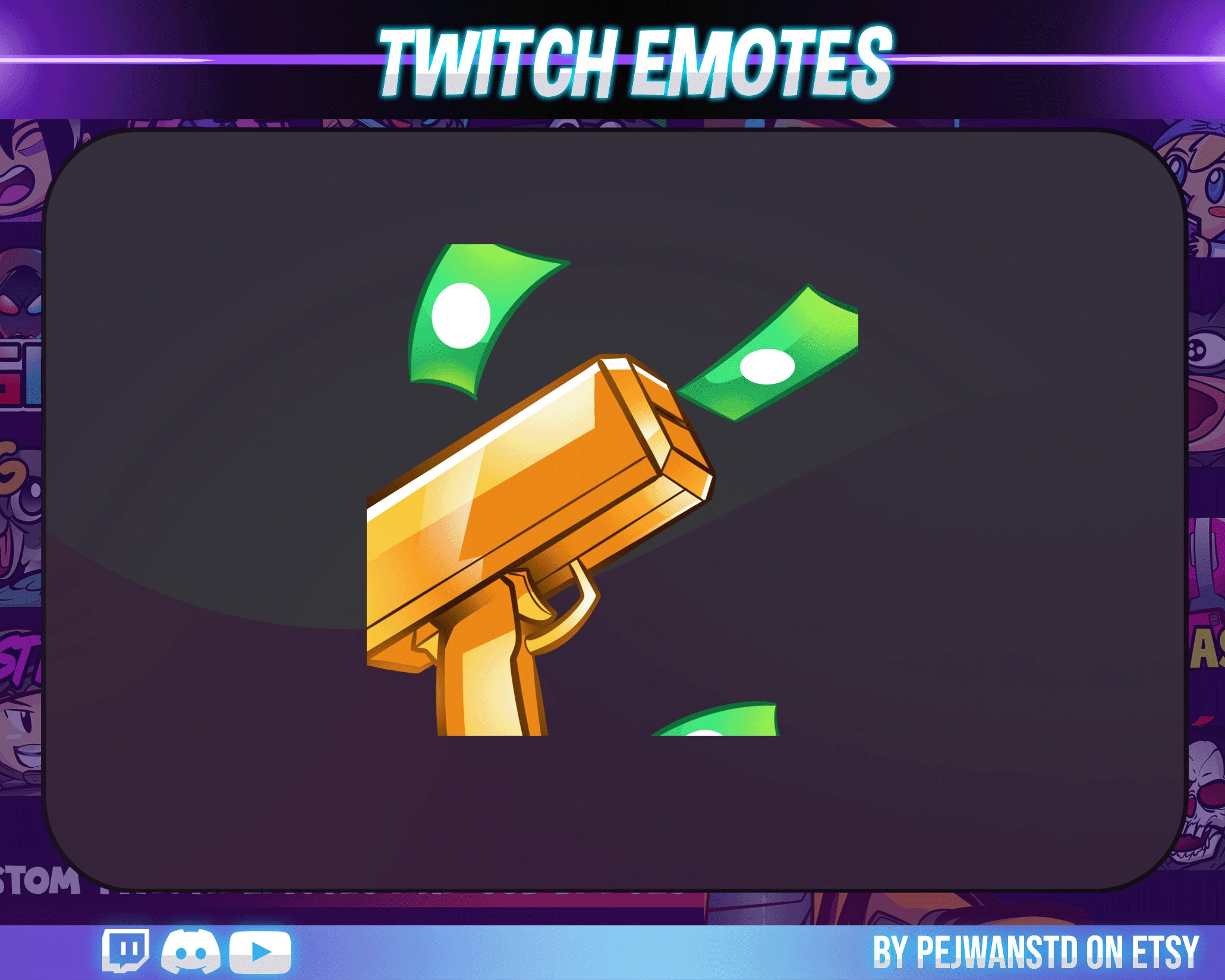 Animated Money Twitch Emote | Dono Emote | Donation Emote | Money Rain ...