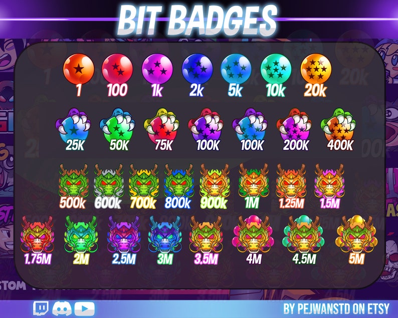 30 Pack Dragon Bit Badges Number Bit Badge Ball Sub Badges - Etsy