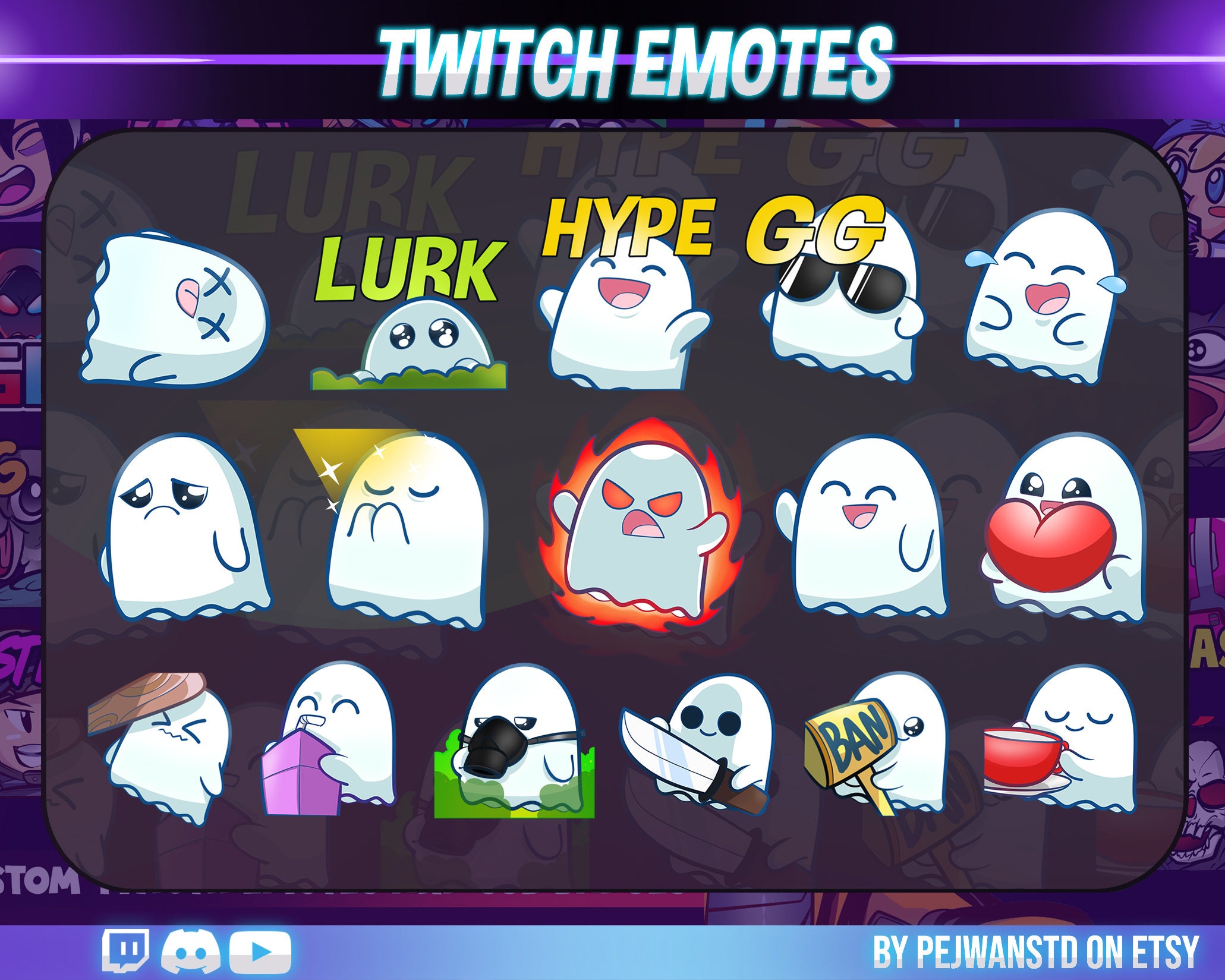 Twitch Emotes Cute Ghost | Cute Ghost Emotes | Discord Emotes | Ghost ...
